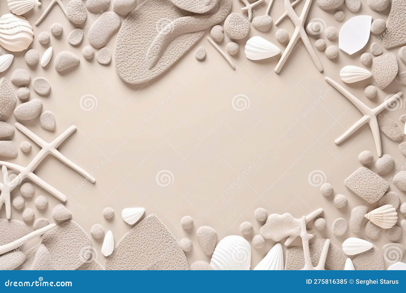 A Group Of Sea Shells And Starfish On A Beach. AI Generative Image ...