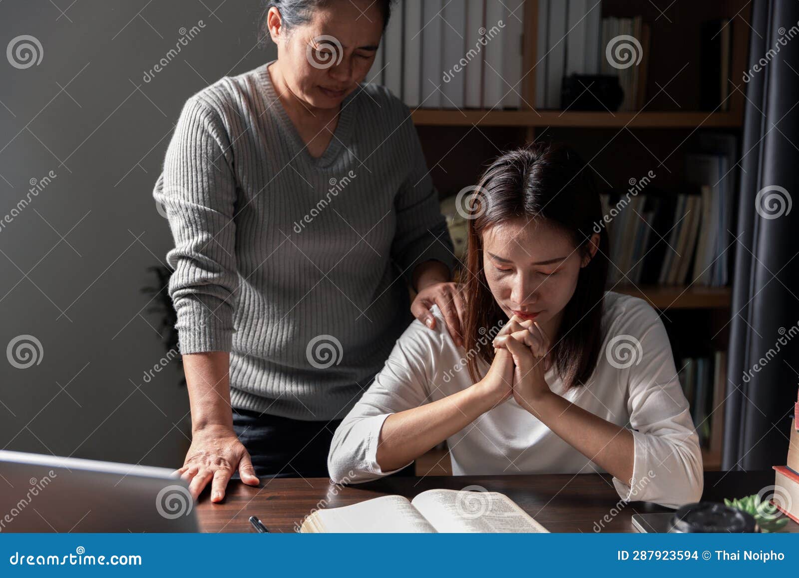 Group of Different Women Praying Together Christians and Bible Study ...