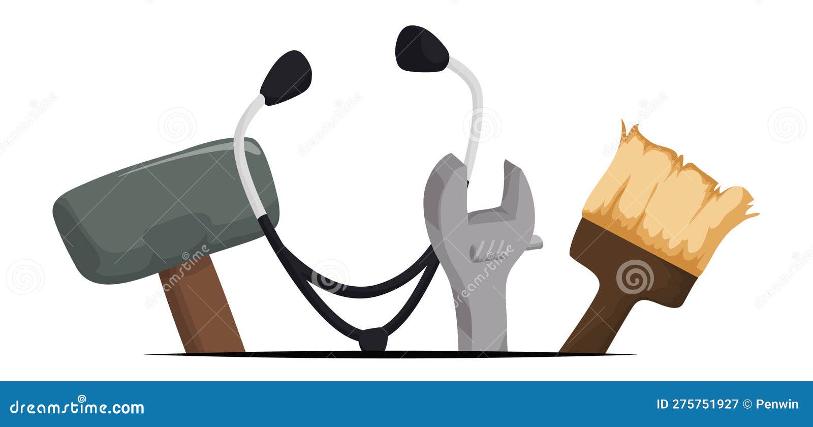 Group of Different Working Tools in Cartoon Style, Vector Illustration ...