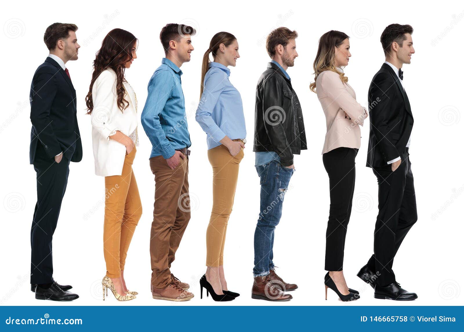 Different Young People Standing In Line Royalty-Free Stock Photography ...