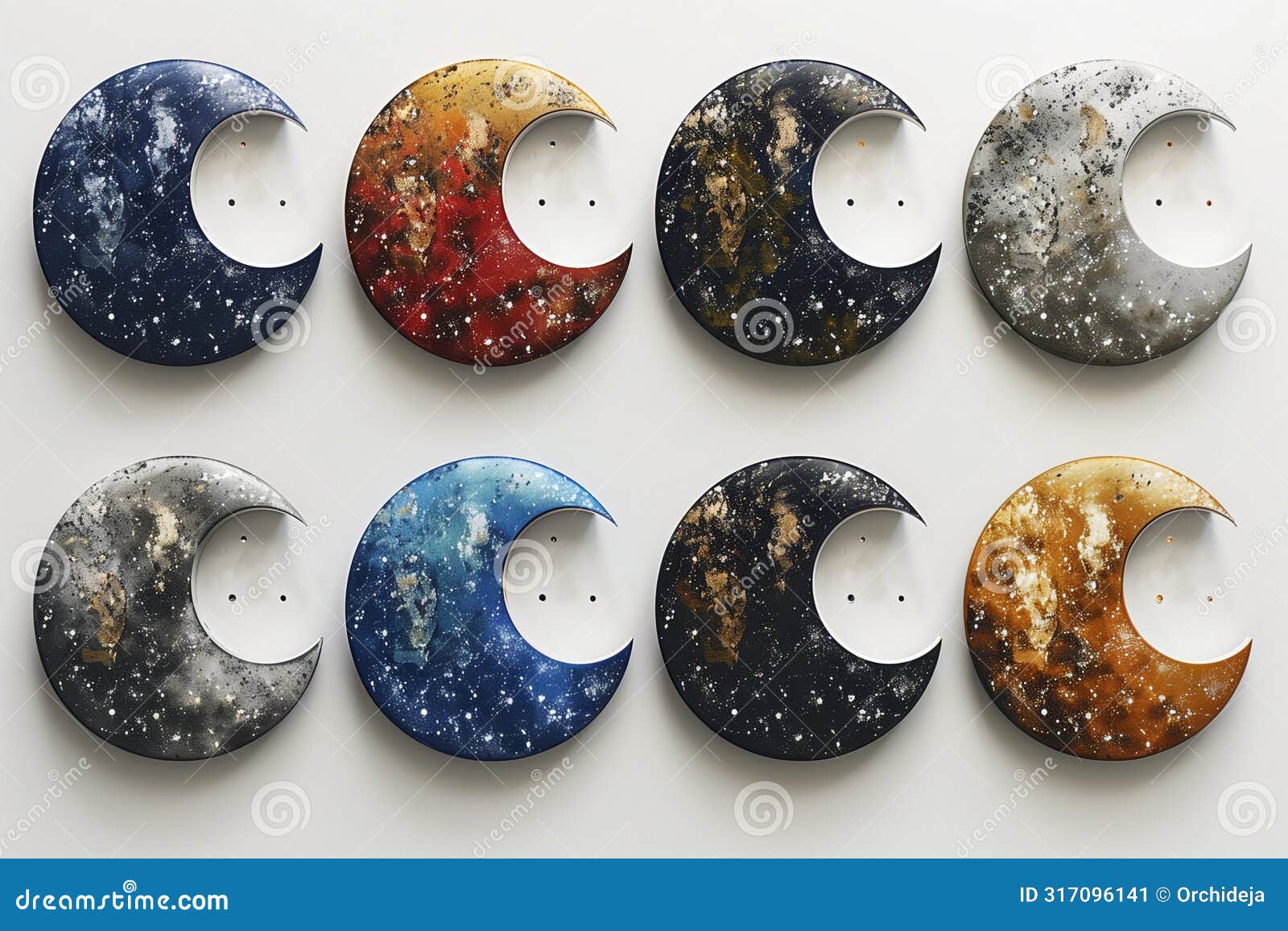 Group of Differently Colored Moon-shaped Objects Stock Image - Image of ...