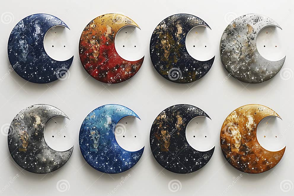 Group of Differently Colored Moon-shaped Objects Stock Image - Image of ...