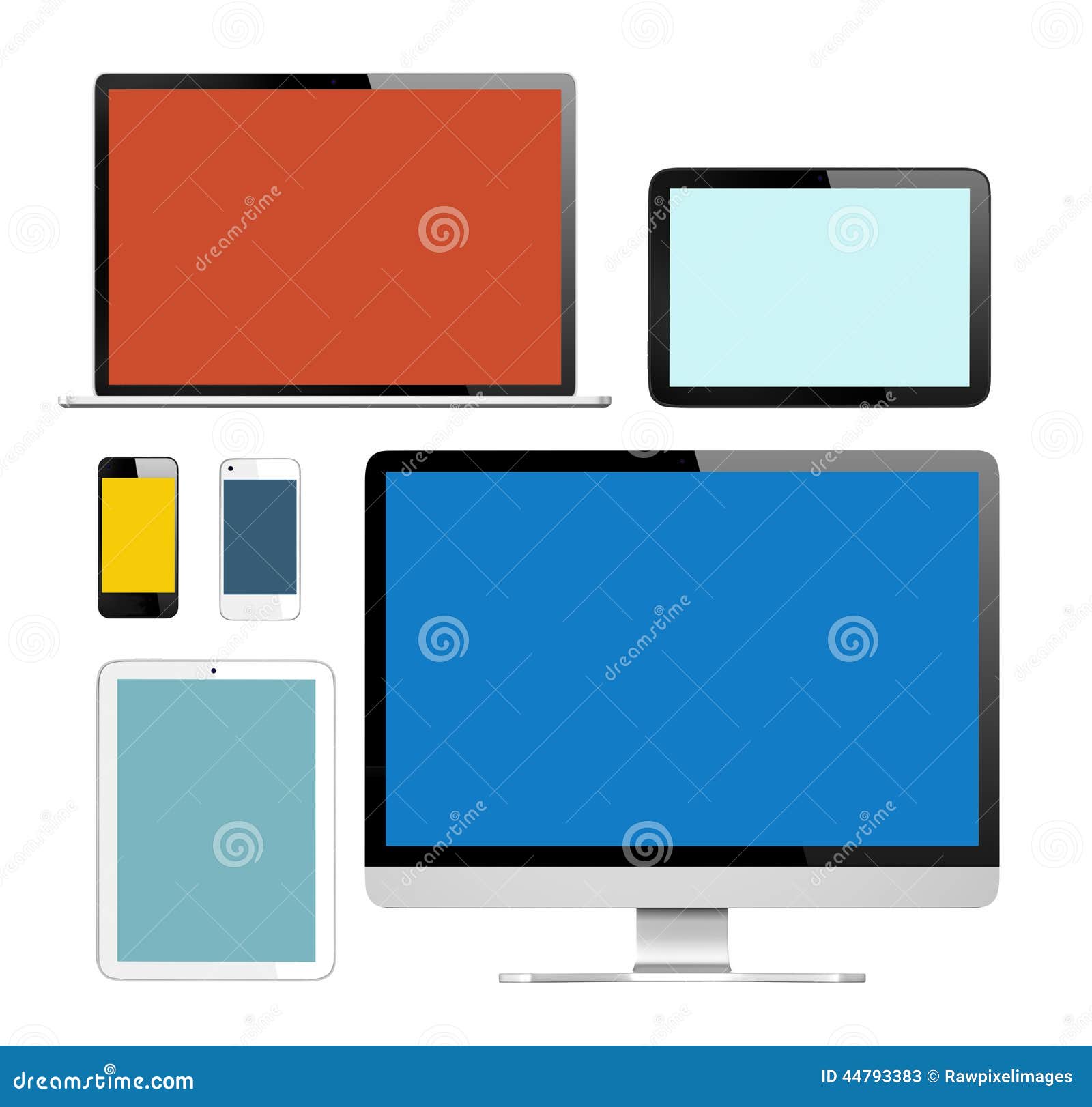 Group of Digital Devices with Colorful Screens Stock Illustration ...