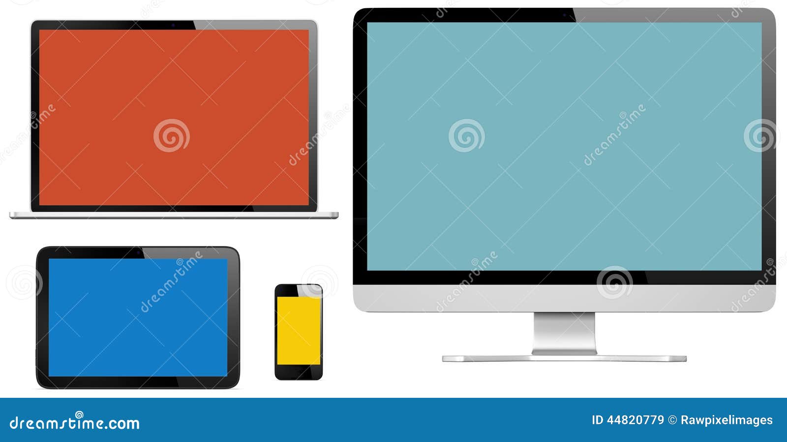 Group of Digital Devices with Colourful Screens Stock Illustration ...