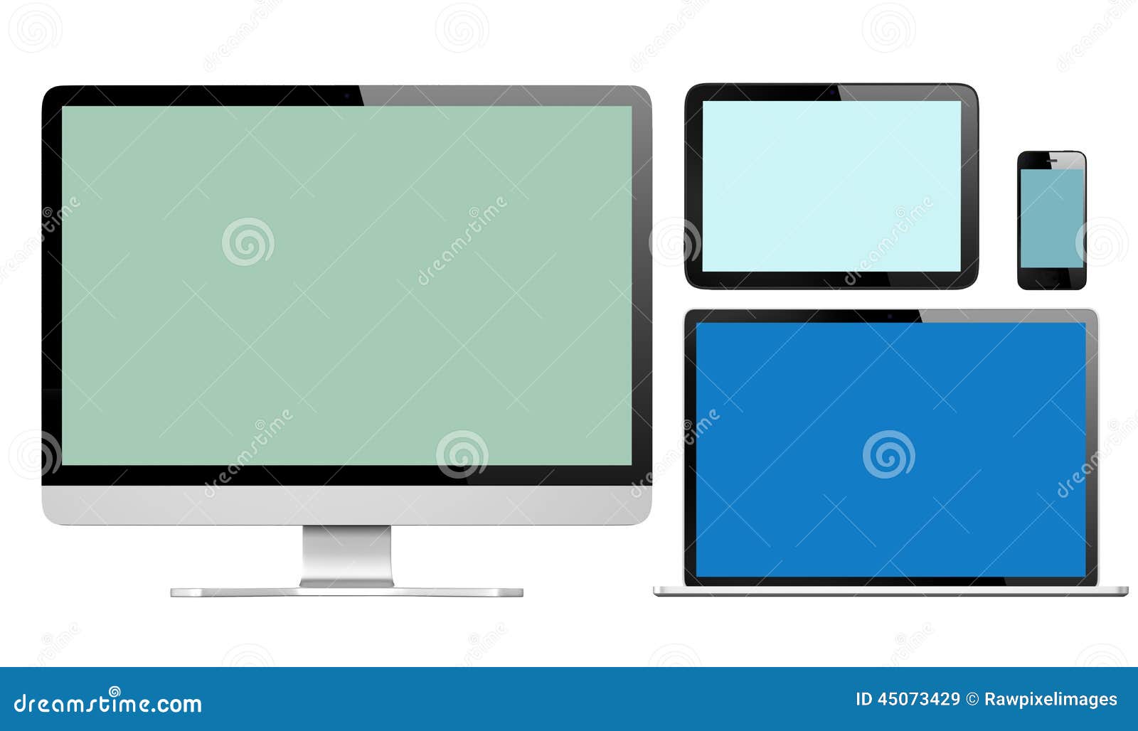 Group of Digital Devices with Colourful Screens Stock Illustration ...