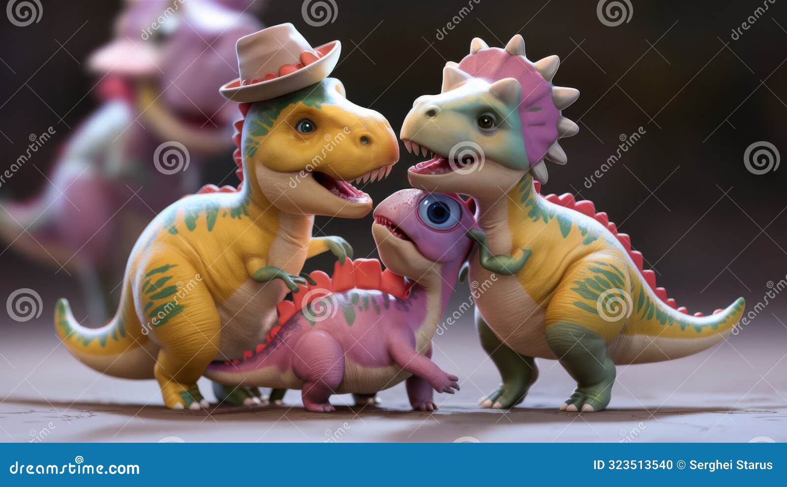 Dinosaurs Hugging Each Other On A Pink Background Royalty-Free Stock ...