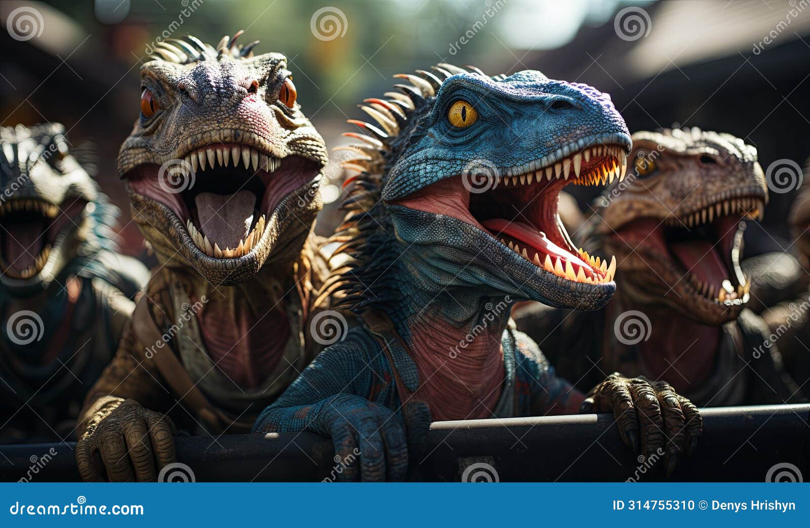 Group of Dinosaurs Roaring stock photo. Image of jurassic - 314755310