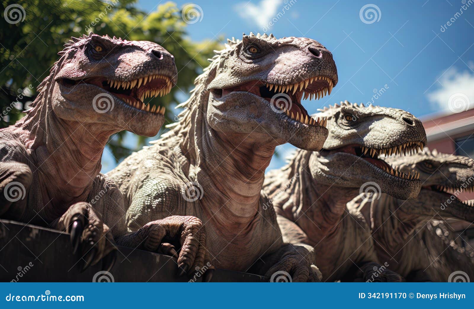 Group of Dinosaurs Sitting Together Stock Photo - Image of ...