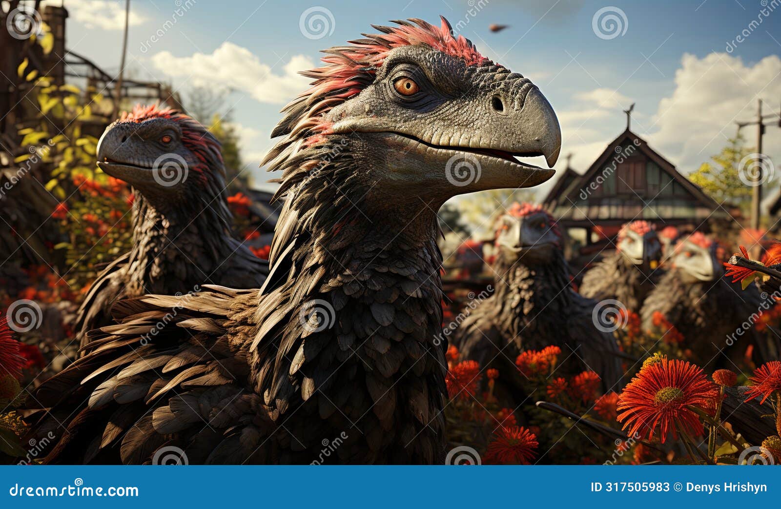 Group of Dinosaurs Standing Together Stock Image - Image of group ...
