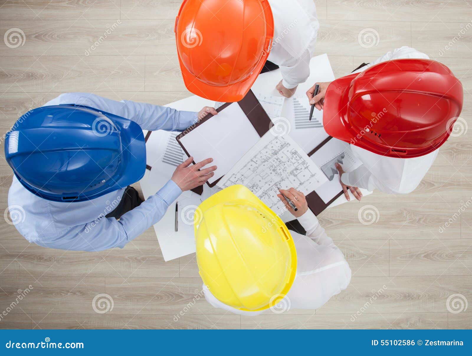 Group Discussion in a Construction Company Stock Photo - Image of hand ...