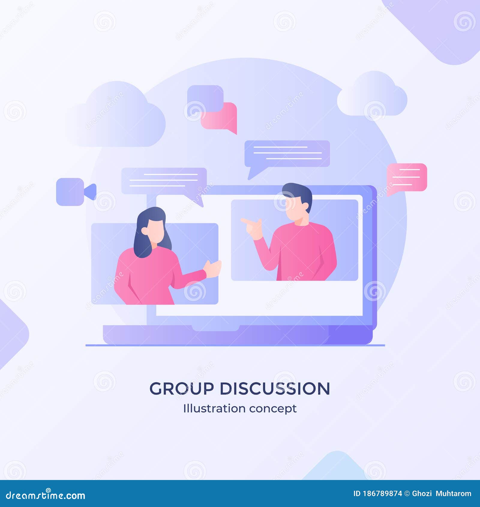 Group Discussion Speaking Talking Chatting Sharing Solution Online ...