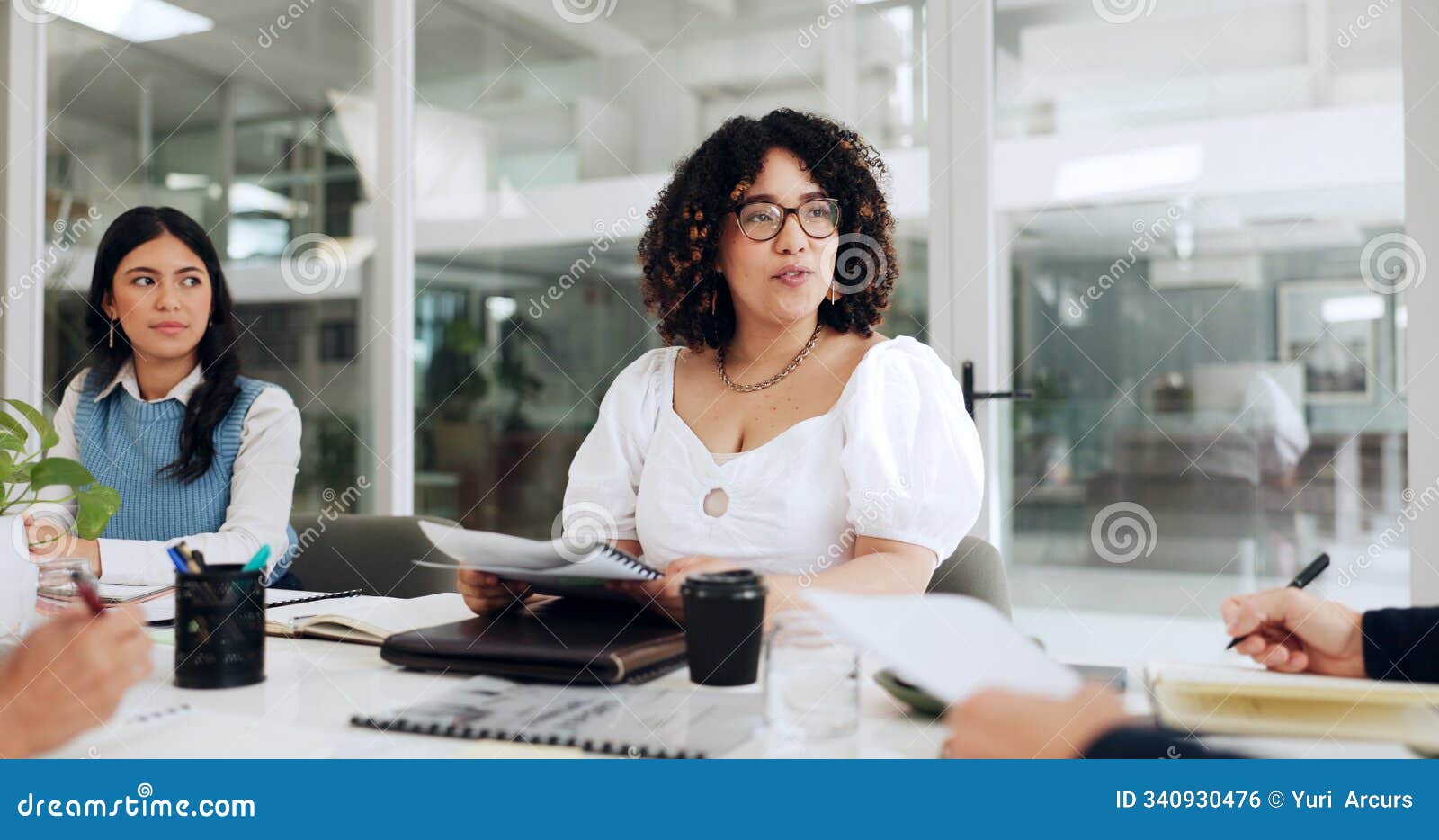 Group, Discussion and Teamwork with Paperwork, Workshop and Documents ...