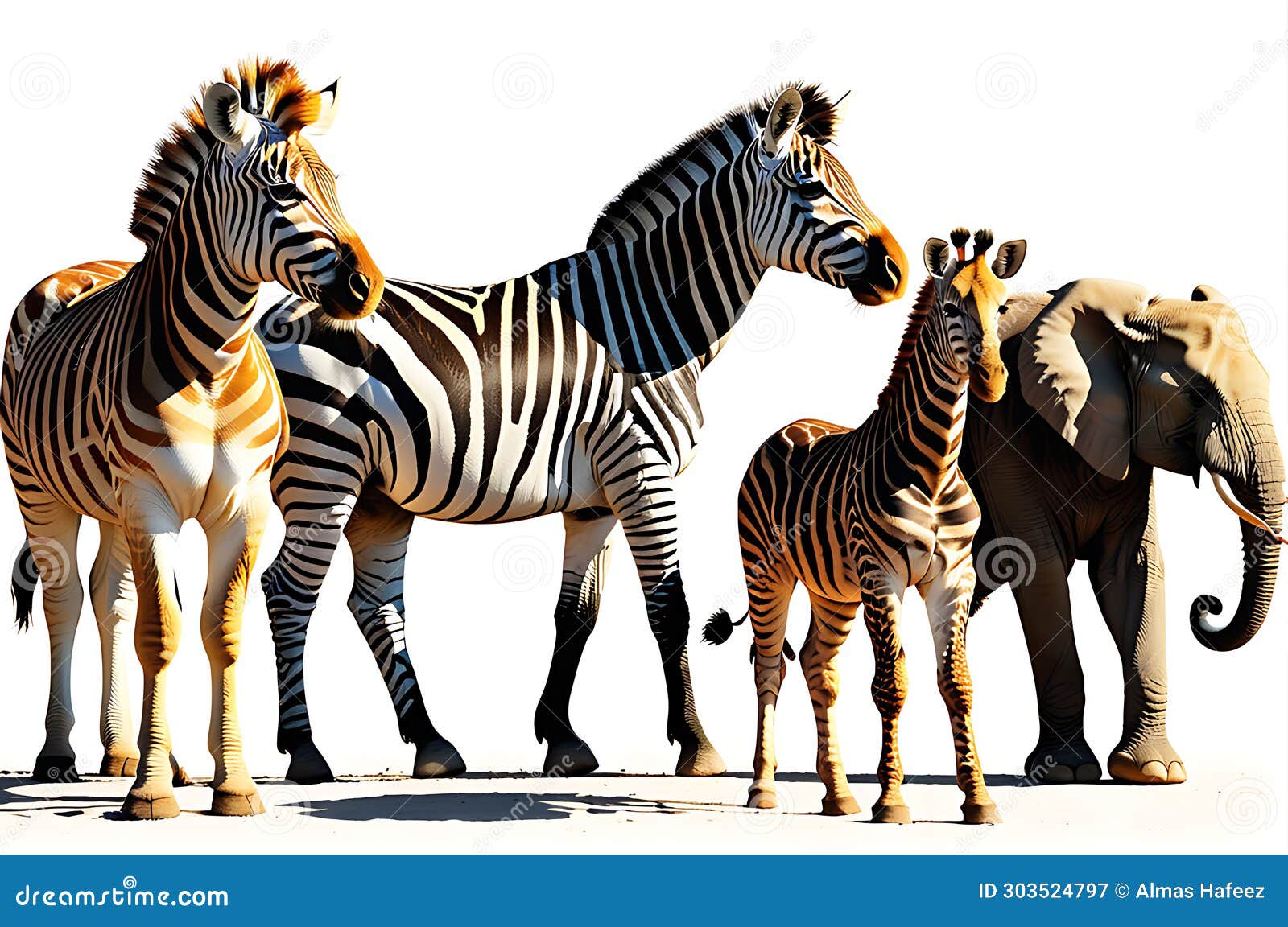 Group Of Diverse Animals - Zebra, Lion, Elephant, Giraffe, And Parrot ...