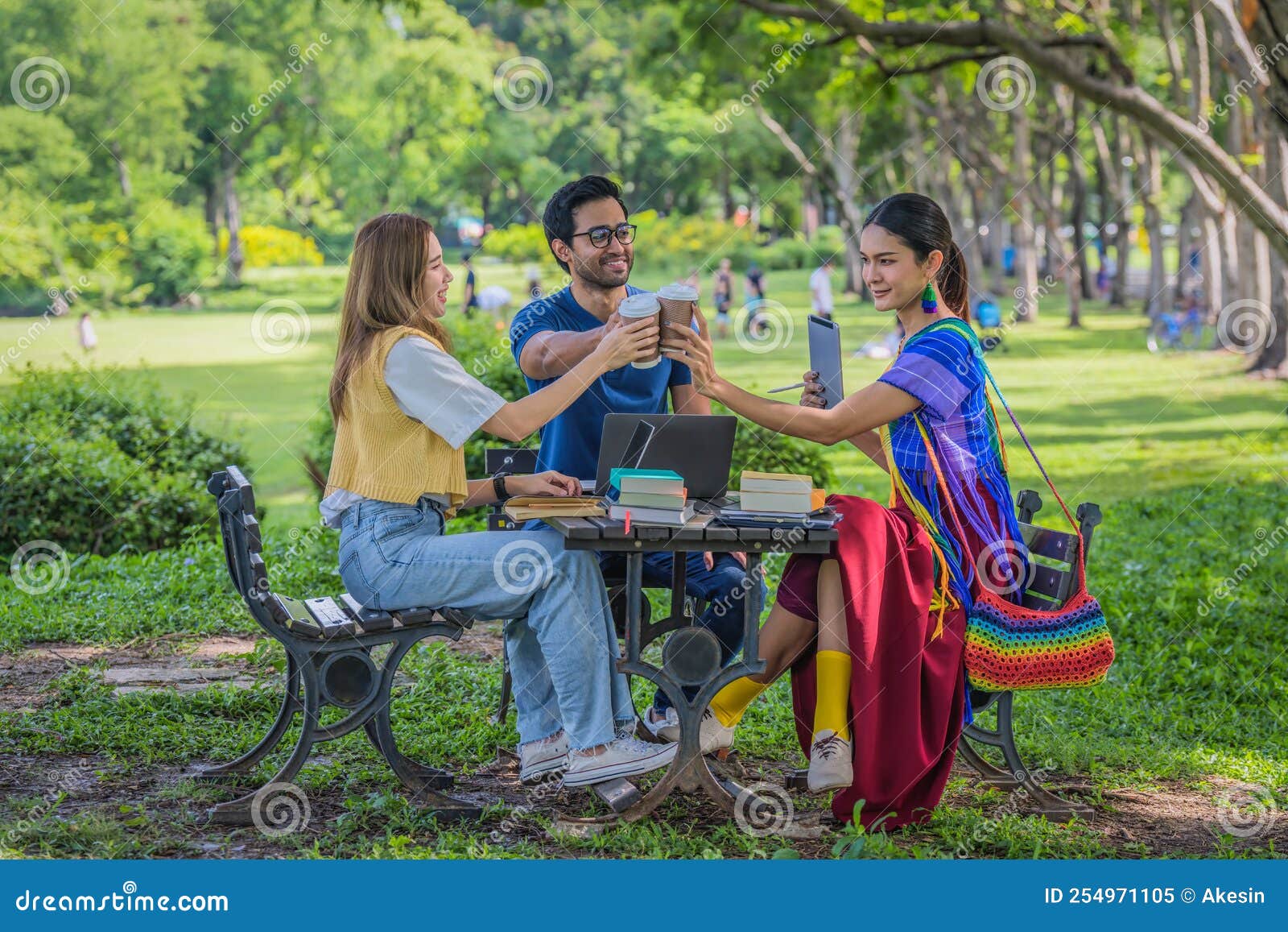 Group of Diverse Asian University LGBTQ Student Classmate As Teamwork ...