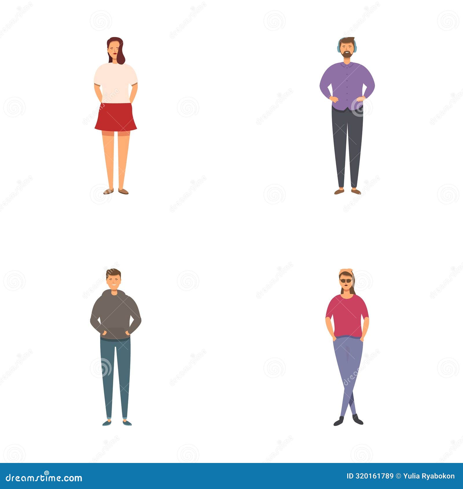Group of Diverse Cartoon Characters Standing Stock Vector ...