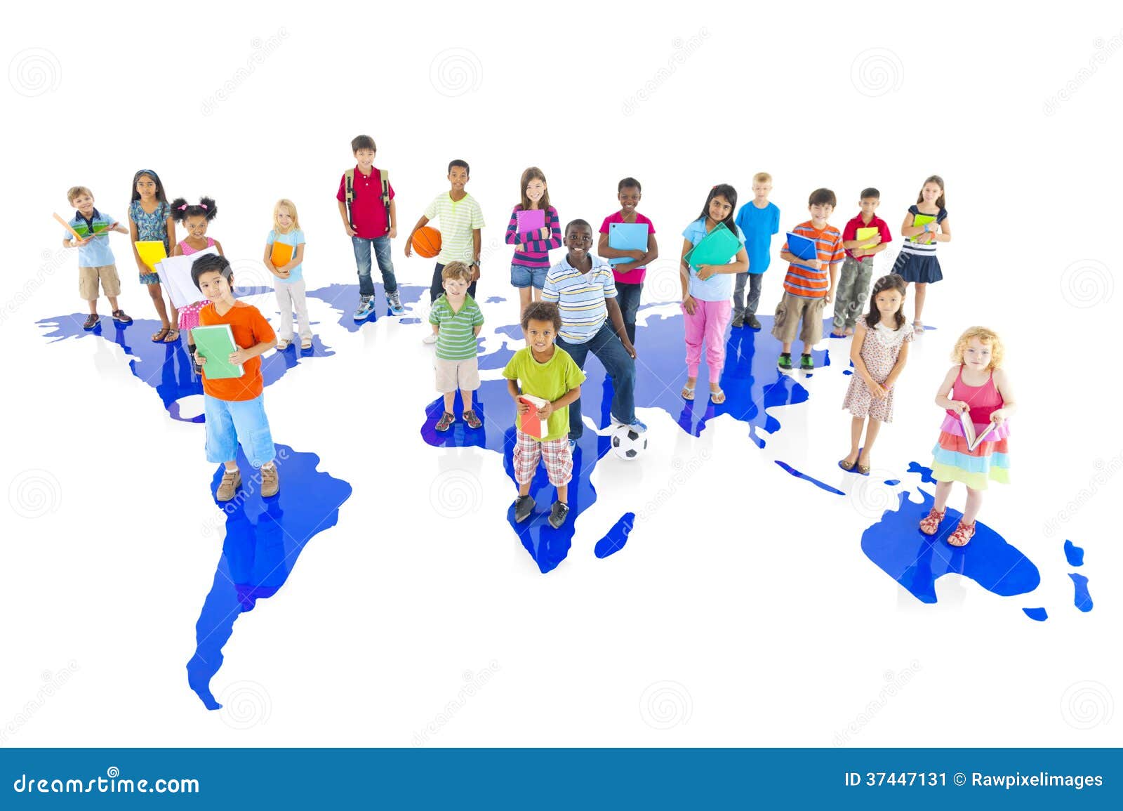 Group of Diverse Children with World Map Stock Image - Image of globe ...