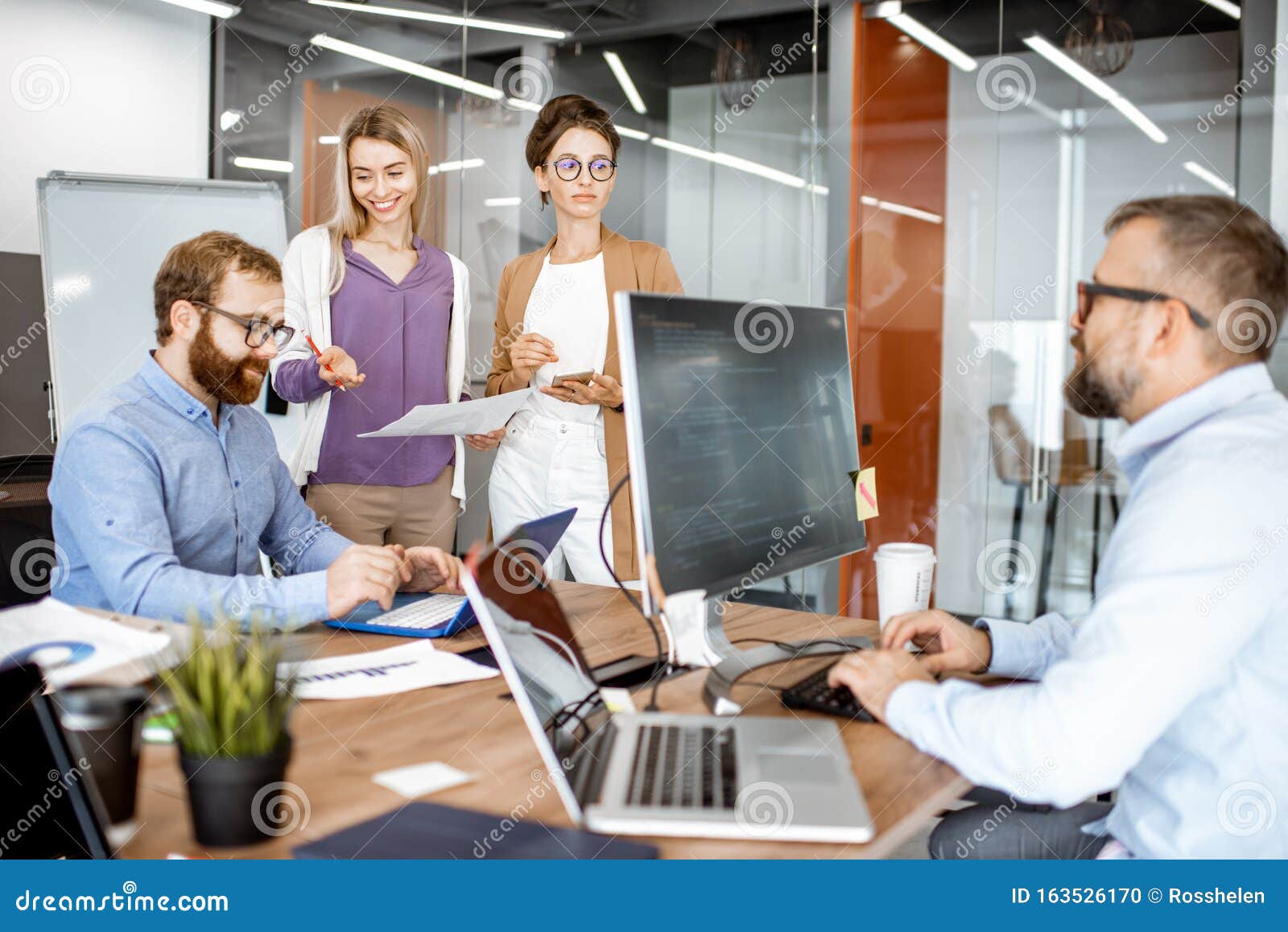 Office Work with Diverse Coworkers Stock Photo - Image of programming ...