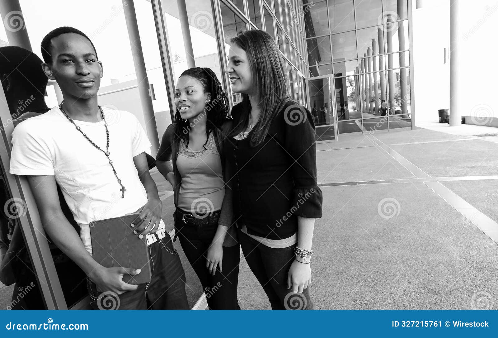 Group of Diverse College Students Standing Outside a Modern Building ...