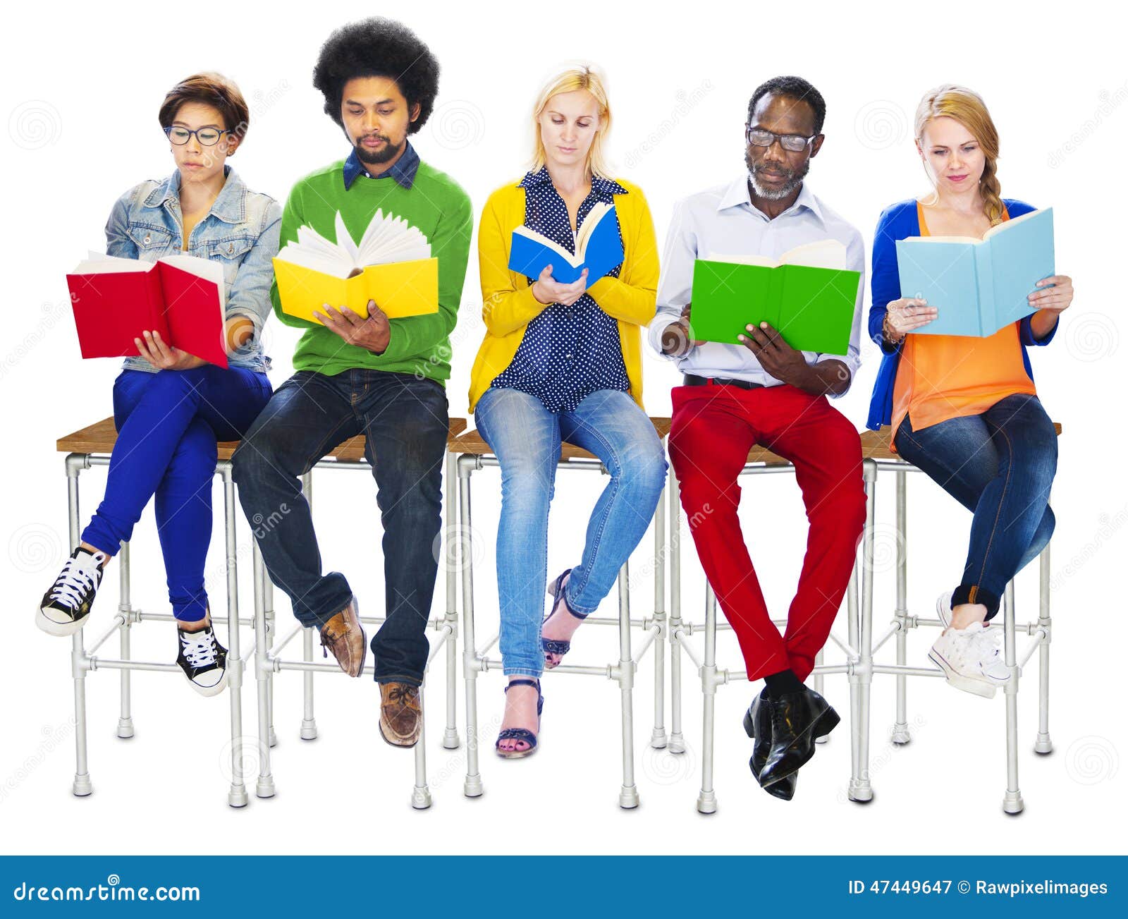 Group Of Diverse Colorful People Reading Books Stock Photo - Image ... Group Of Diverse Colorful People Reading Books Stock Photo - Image ...