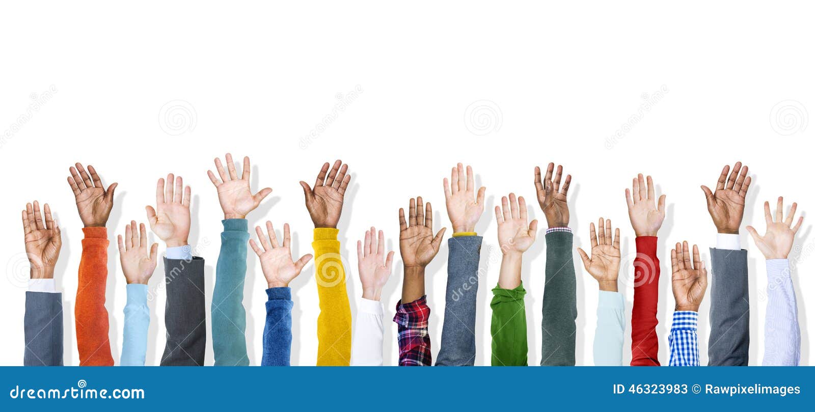 Group of Diverse Colourful Hands Raised Stock Image - Image of signal ...
