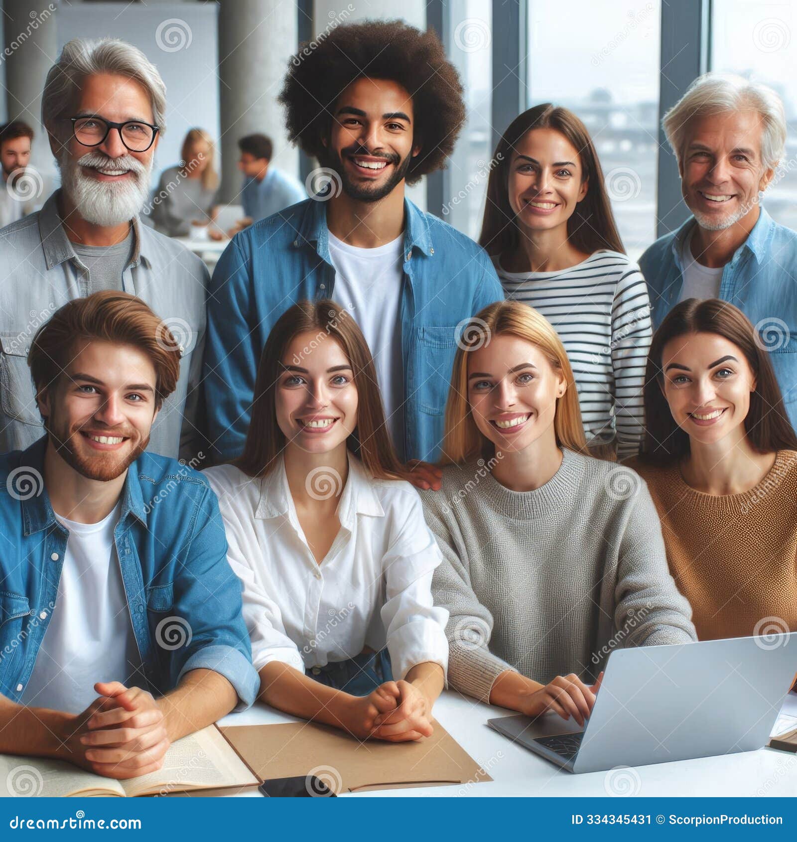 Group of Diverse Coworkers Smiling in Modern Office Setting Stock Image ...