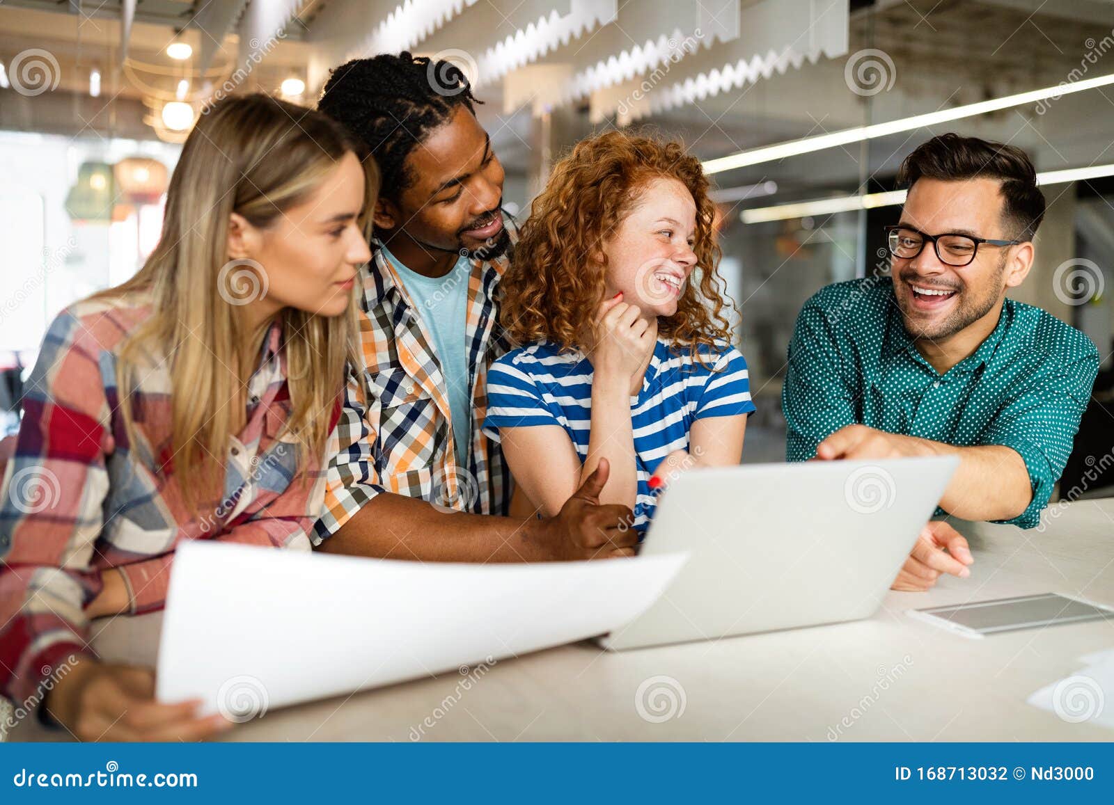 Group of Diverse Designers, Business People Brainstorming on Meeting in ... Group of Diverse Designers, Business People Brainstorming on Meeting in ...