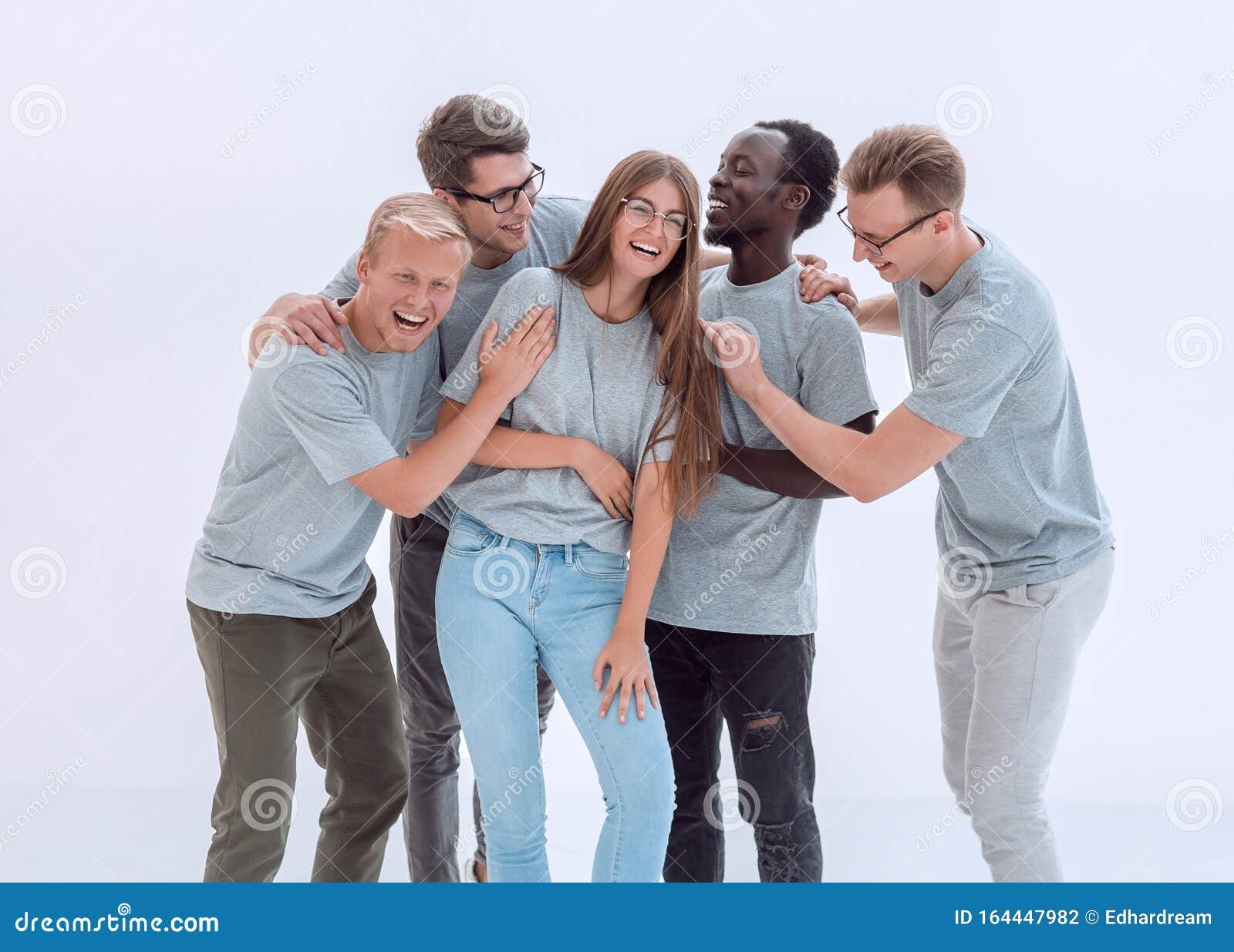 Group of Diverse Friendly Young People . Isolated on White Stock Photo ...
