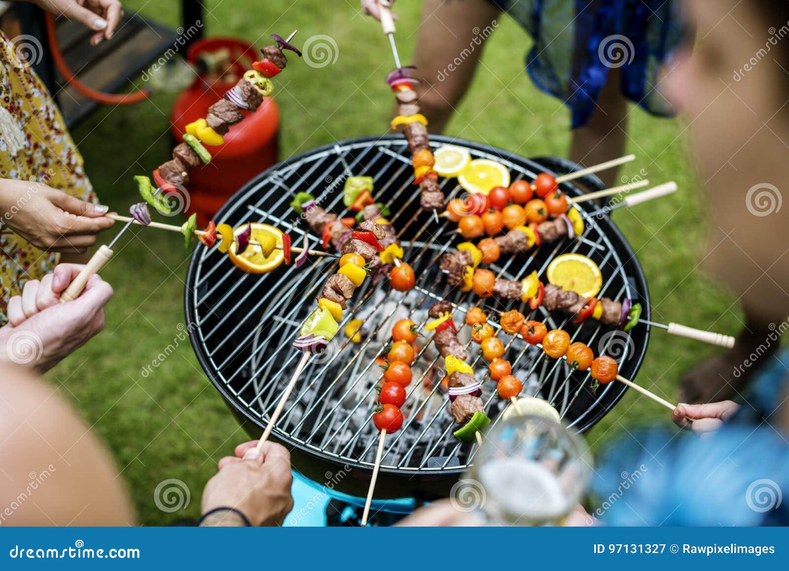 Group of Diverse Friends Grilling Barbecue Outdoors Stock Image - Image ...