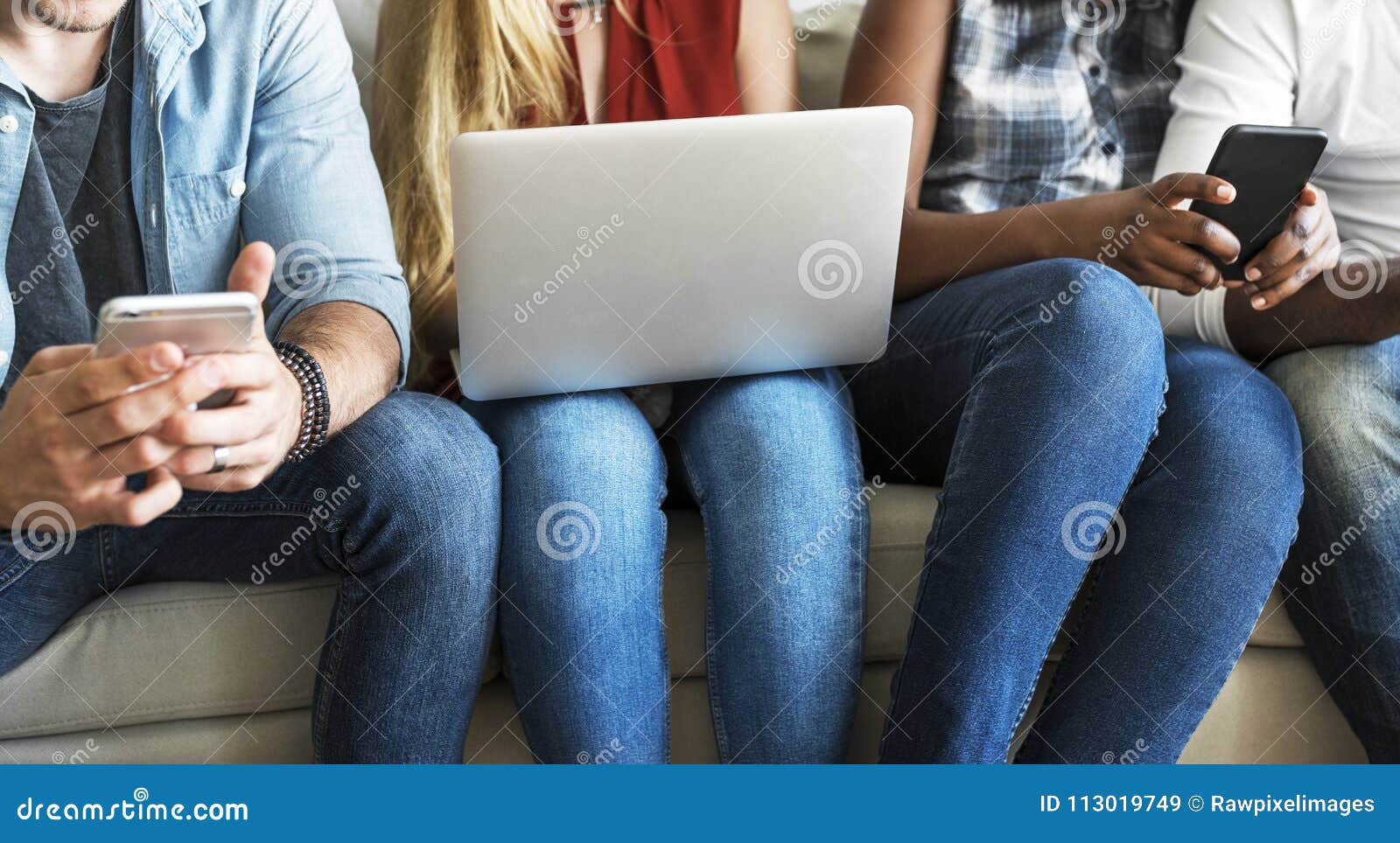 Group of Diverse Friends Using Digital Devices Stock Image - Image of ...