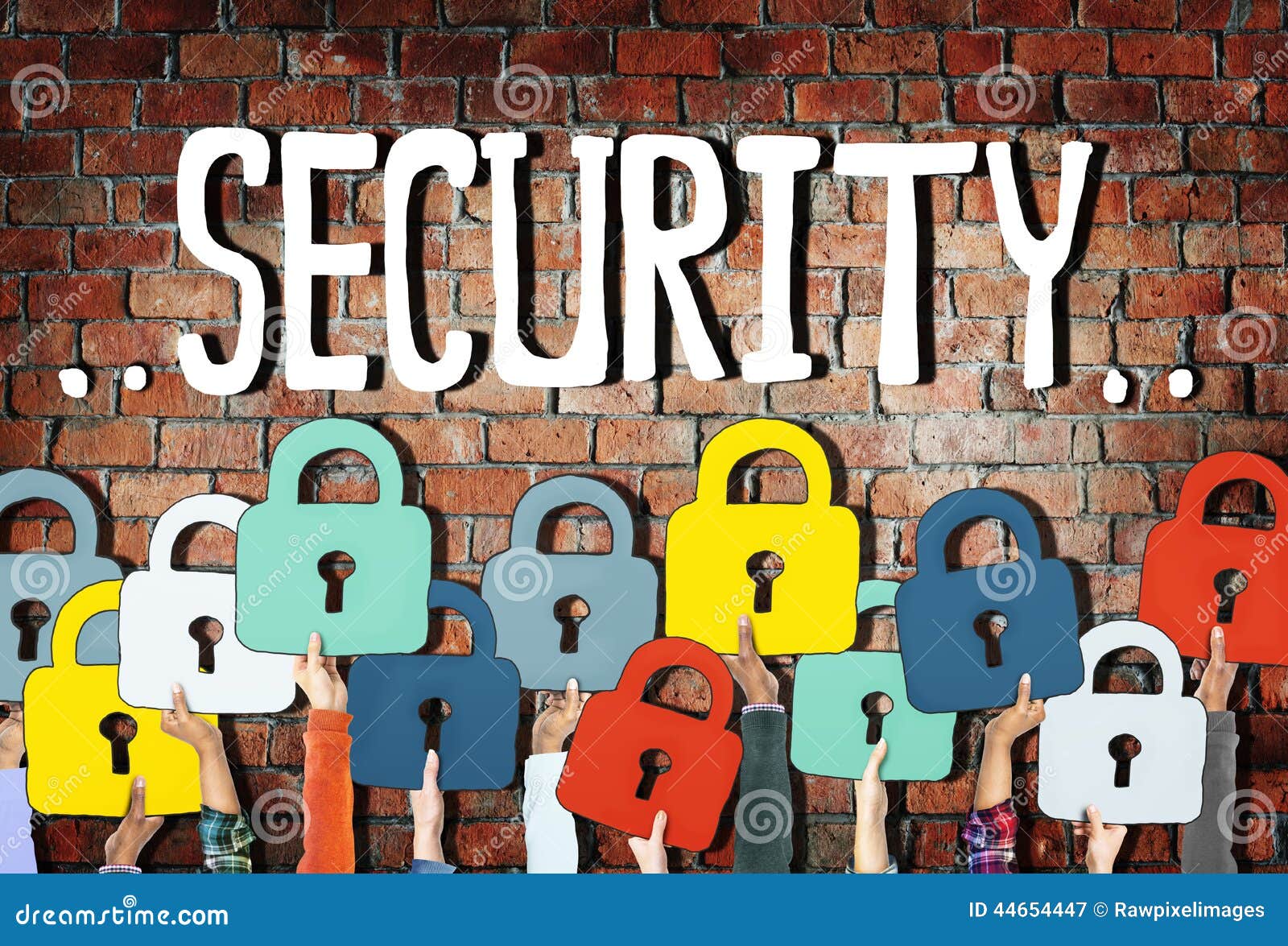 Group of Diverse Hands Holding Padlock Symbol Stock Image - Image of ...