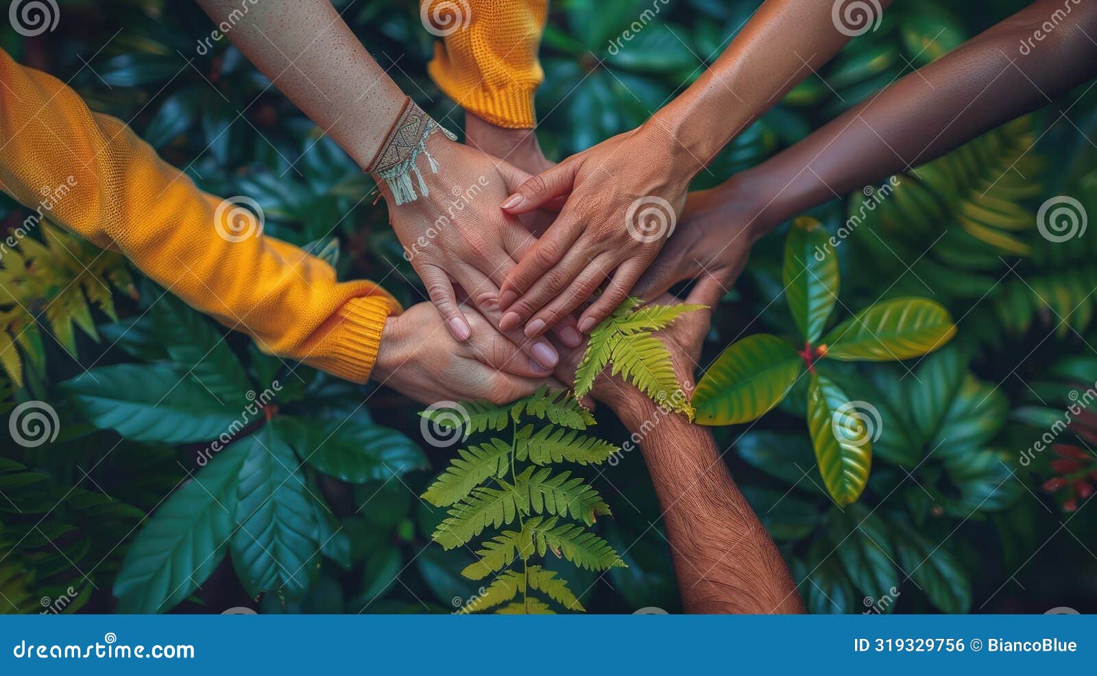 A Group of Diverse Hands Holding a Small Plant, Symbolizing Unity and ...