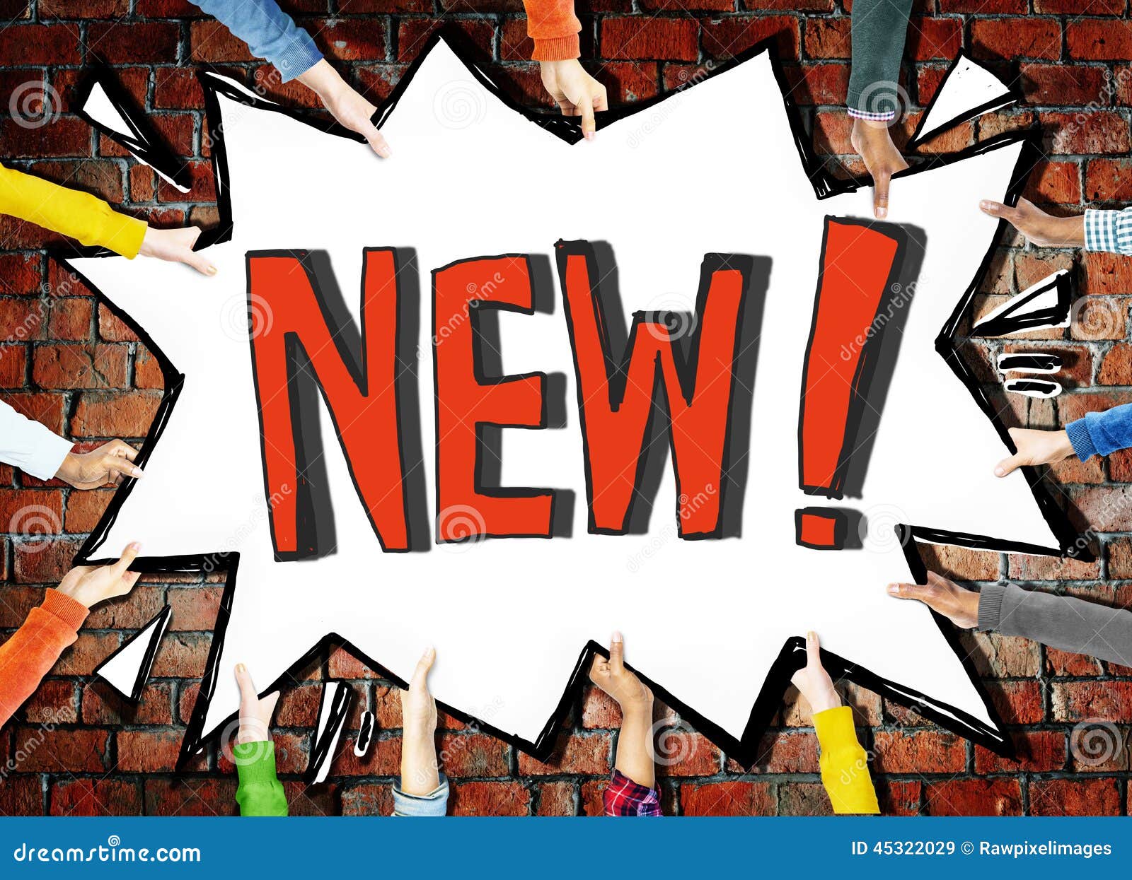 Group of Diverse Hands Holding the Word New Stock Illustration ...