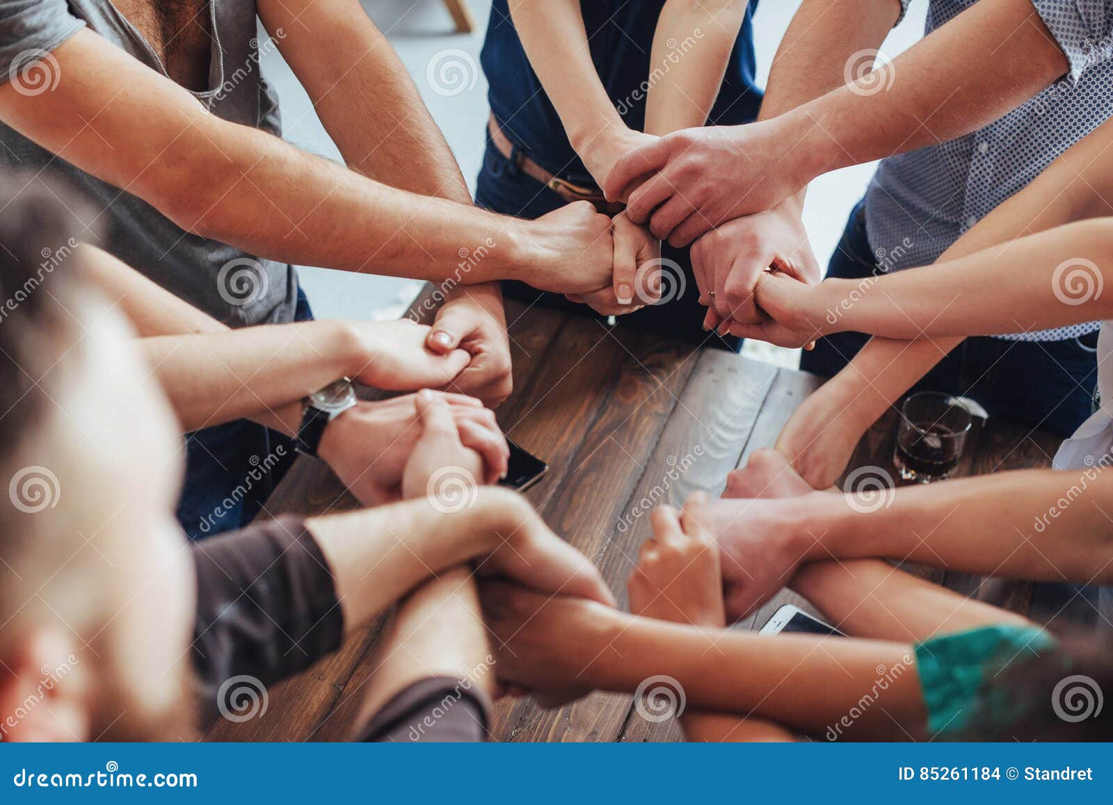 Group of Diverse Hands Together Joining. Concept Teamwork and ...