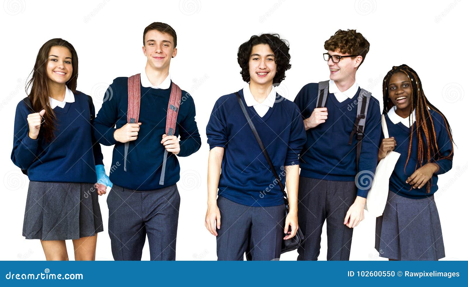 Group of Diverse High School Students Studio Portrait Stock Photo ...