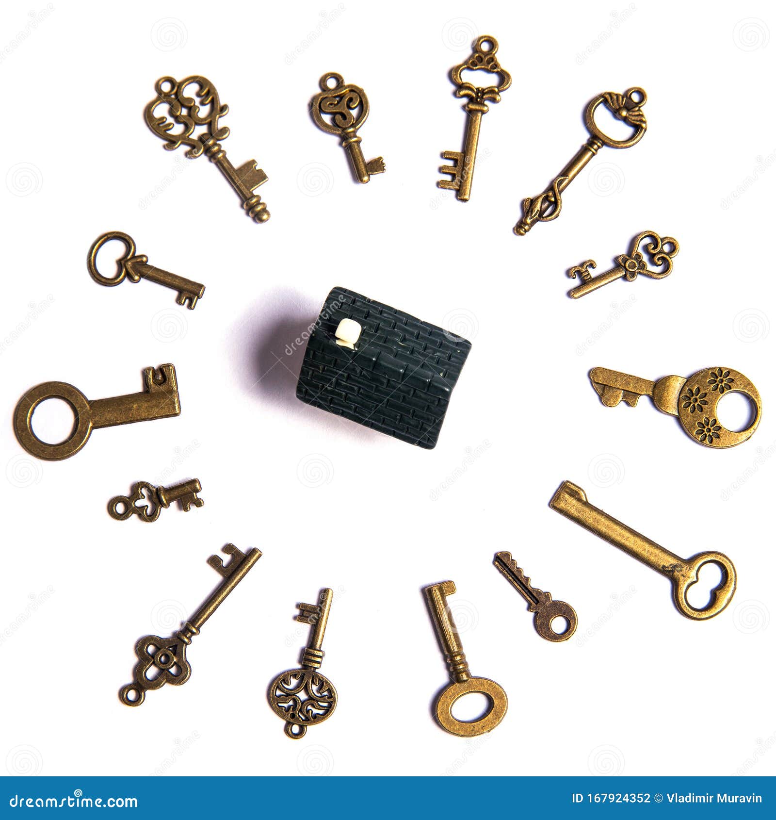 Group of Keys on a White Background, Art Stock Photo - Image of closeup ...