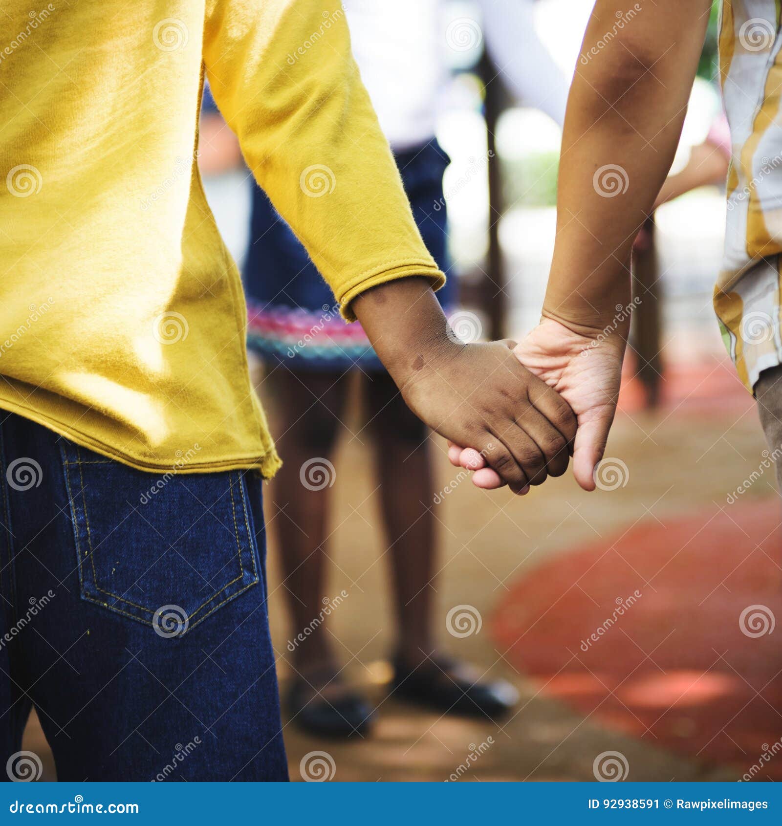 Group of Diverse Kindergarten Students Standing Holding Hands To Stock ...