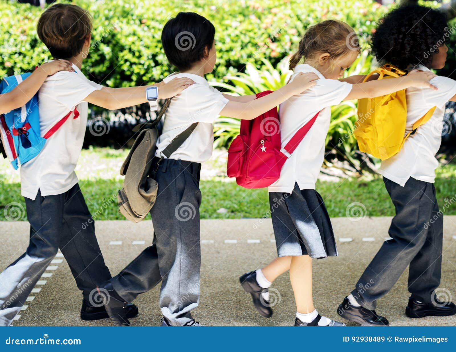 Kids Walking In Line At School