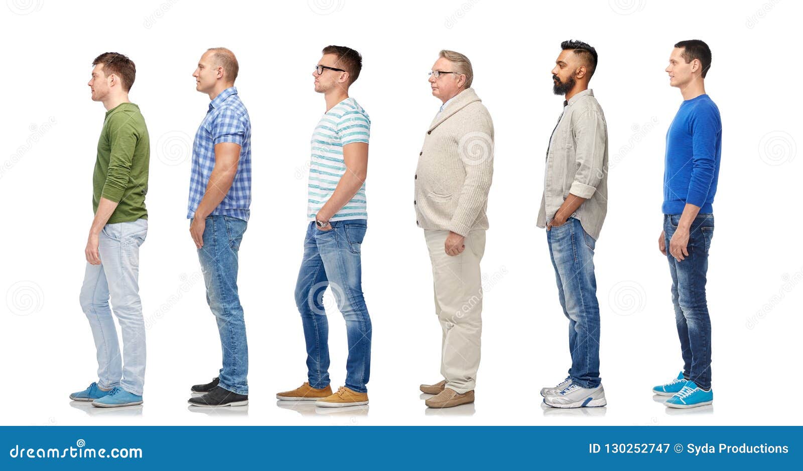 Group of Diverse Men Standing in Line Stock Image - Image of clothes ...