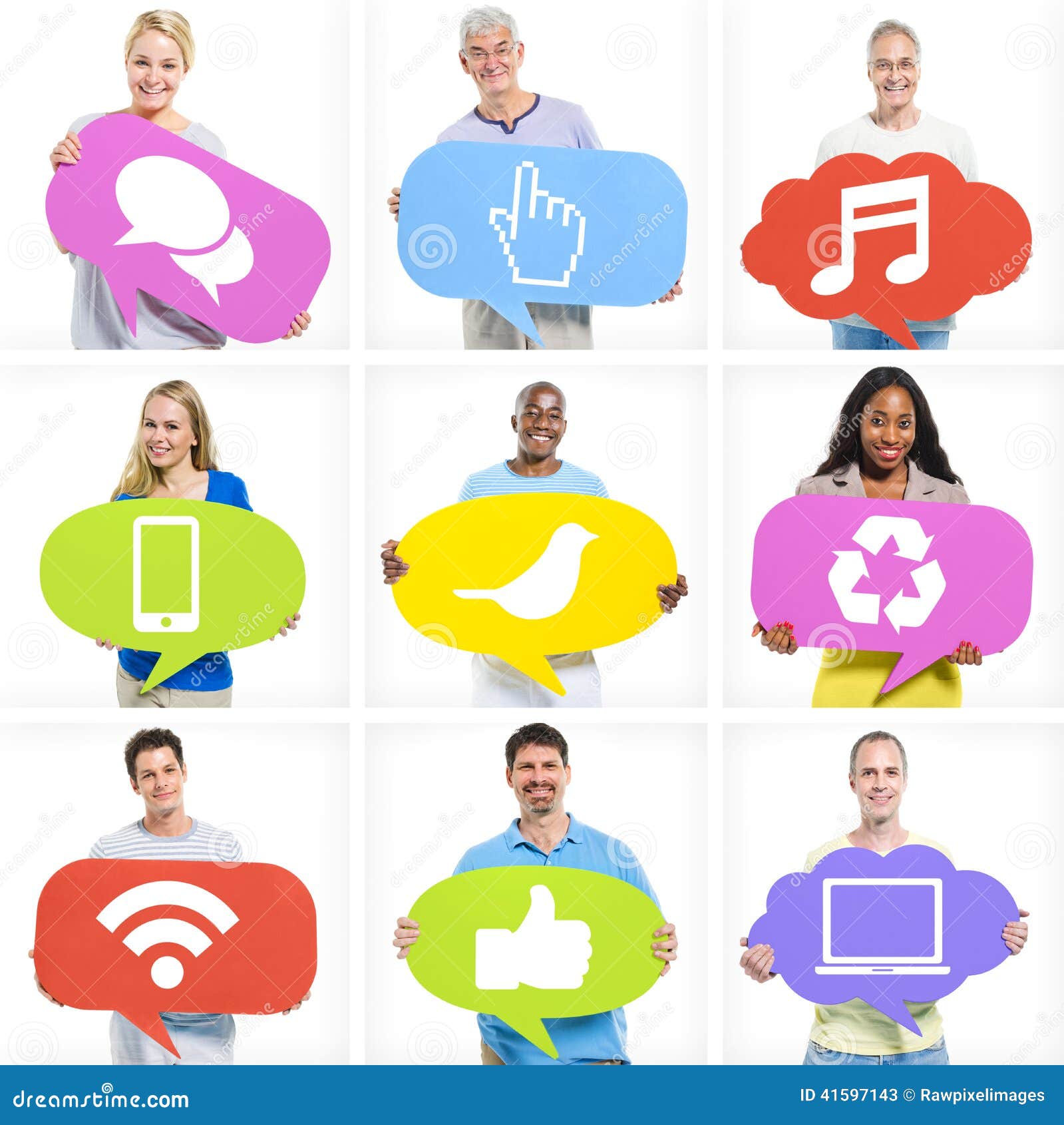 Group of Diverse Multi-Ethnic People Holding Speech Bubbles Stock ...