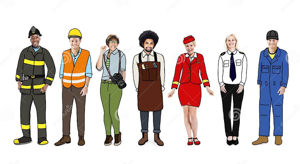 Group of Diverse Multiethnic People with Different Jobs Stock Image ...