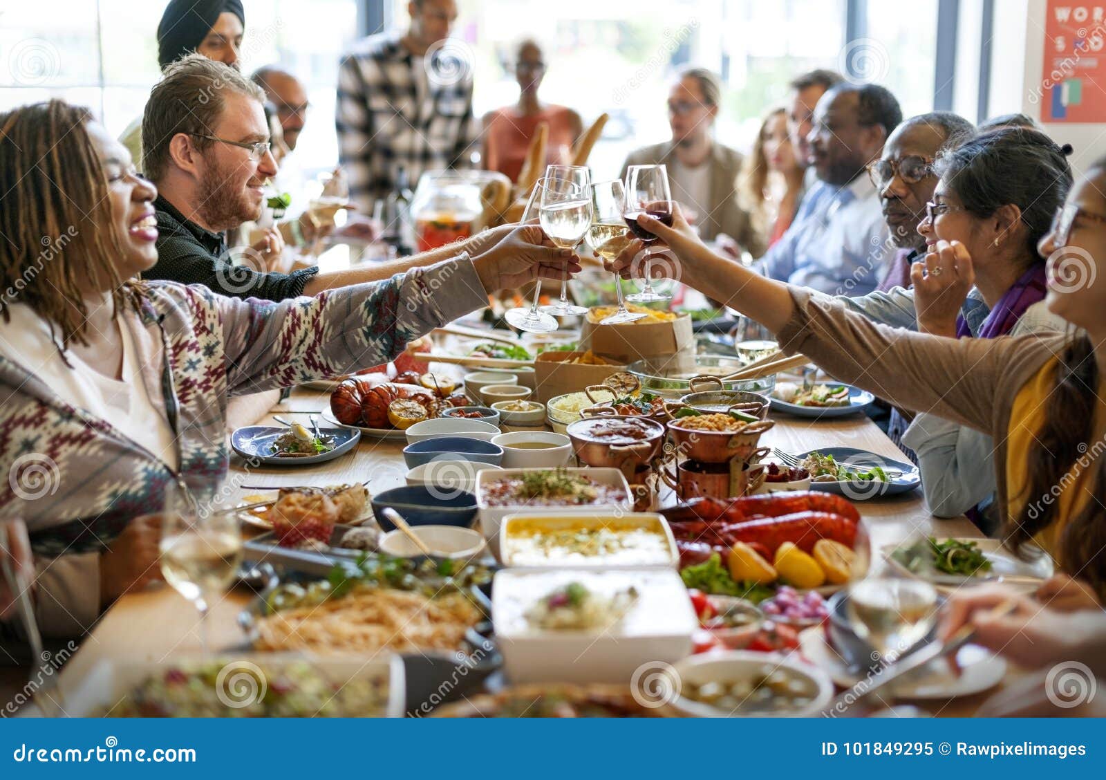Group Of Diverse People Are Having Lunch Together Stock Image Image