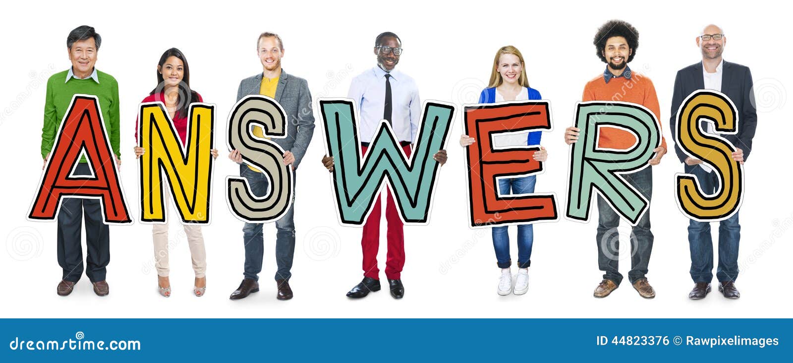 Group of Diverse People Holding Answers Stock Photo - Image of outcome ...