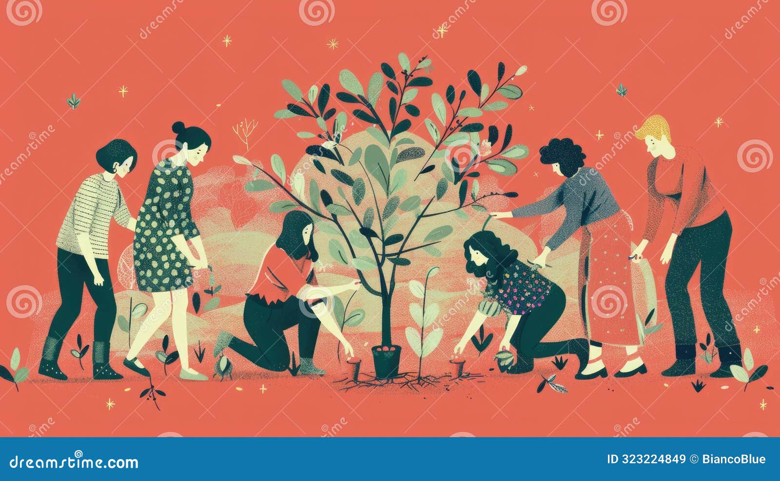 A Group of Diverse People Planting a Tree Together AIG535 Stock Image ...