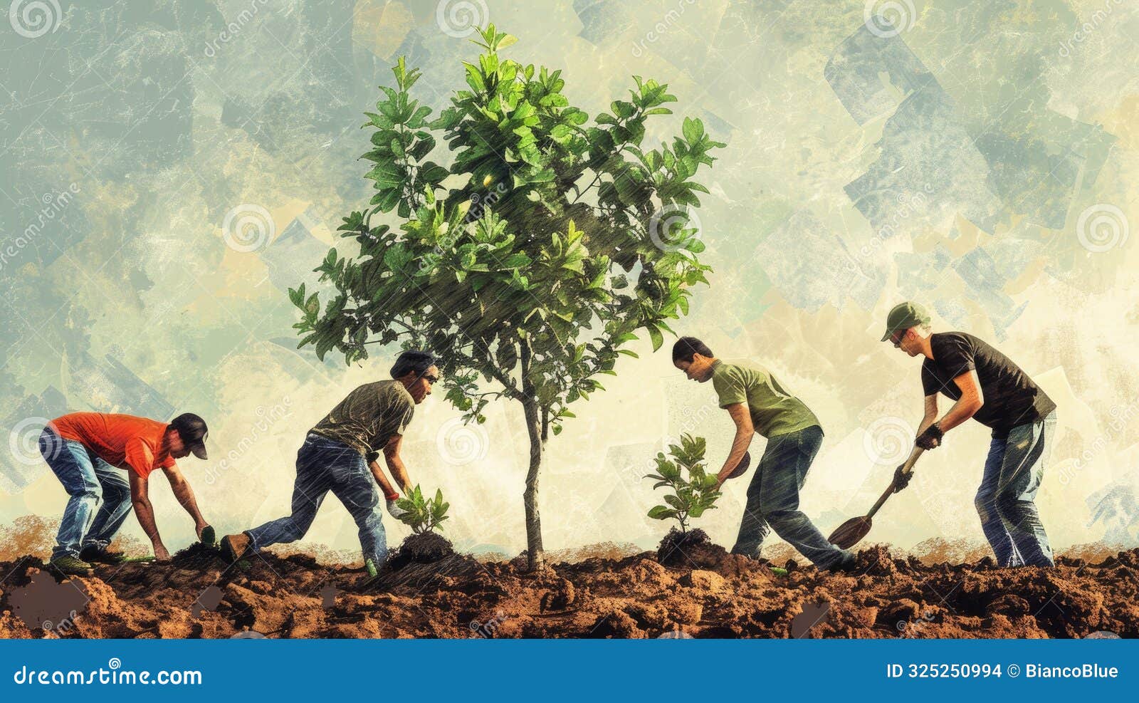 A Group of Diverse People Planting Trees in the Soil AIG535 Stock Photo ...