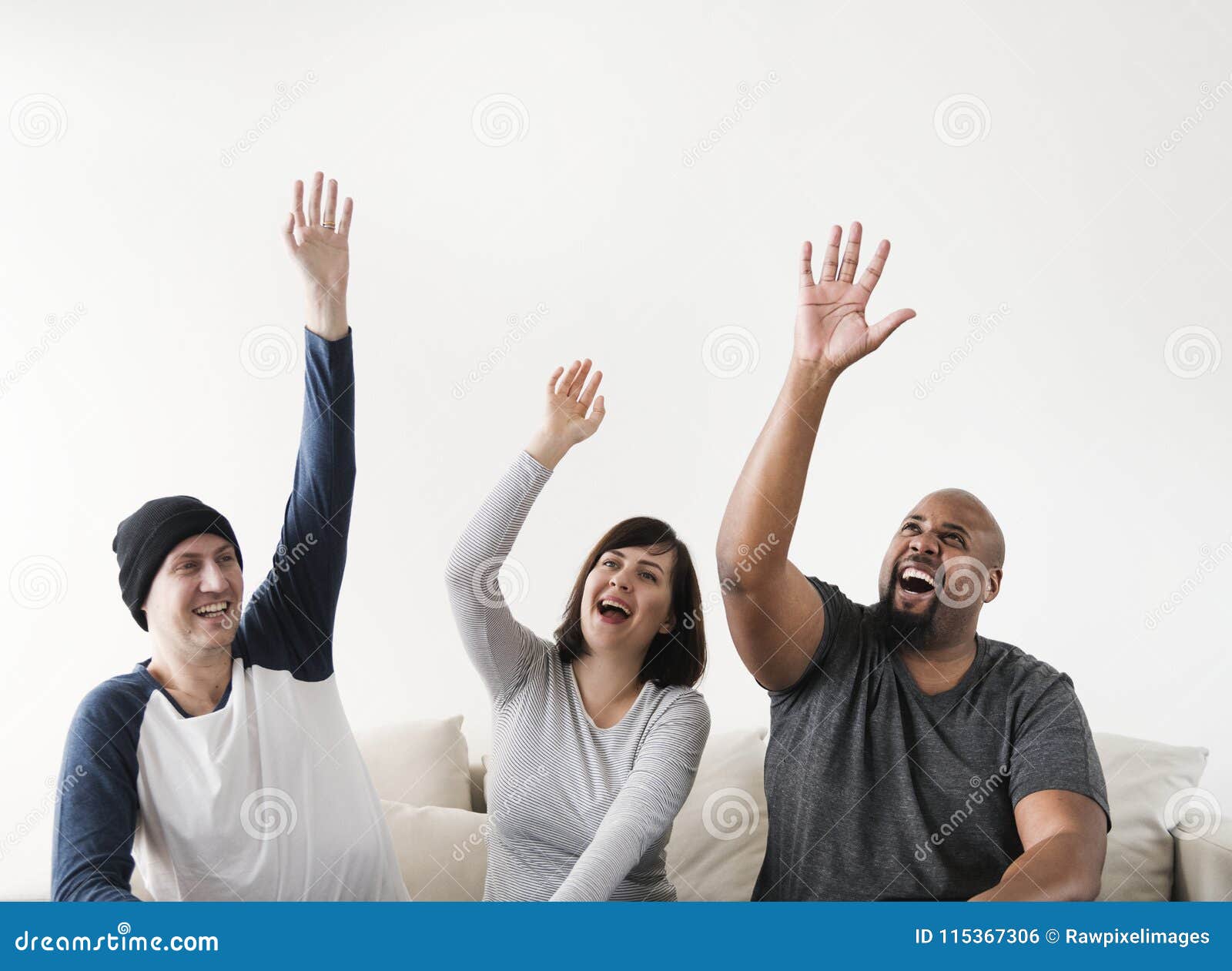 Group of Diverse People Raising Their Hands Stock Photo - Image of ...