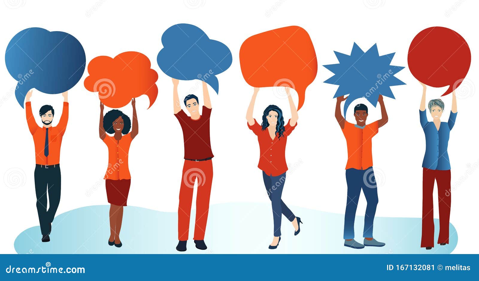 Group of Diverse People with Speech Bubble. Social Network ...