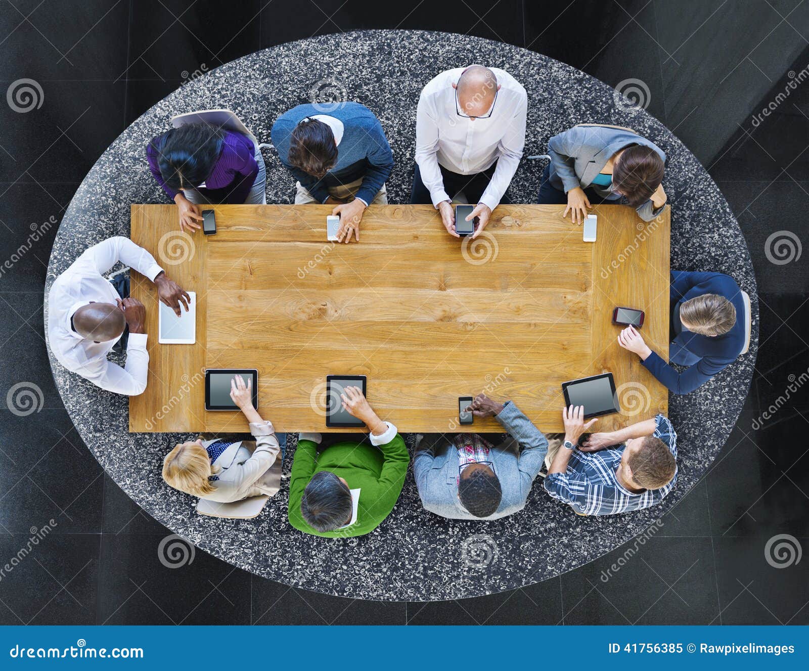 Group of Diverse People in a Table Using Devices Stock Image - Image of ...