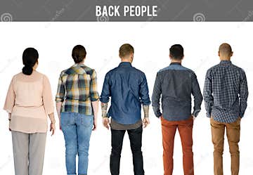 Group of Diverse People Turn Back Side Set Studio Isolated Stock Photo ...