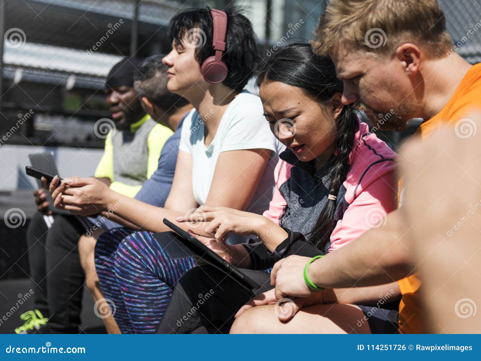 Group of Diverse People Using Digital Devices Stock Photo - Image of ...