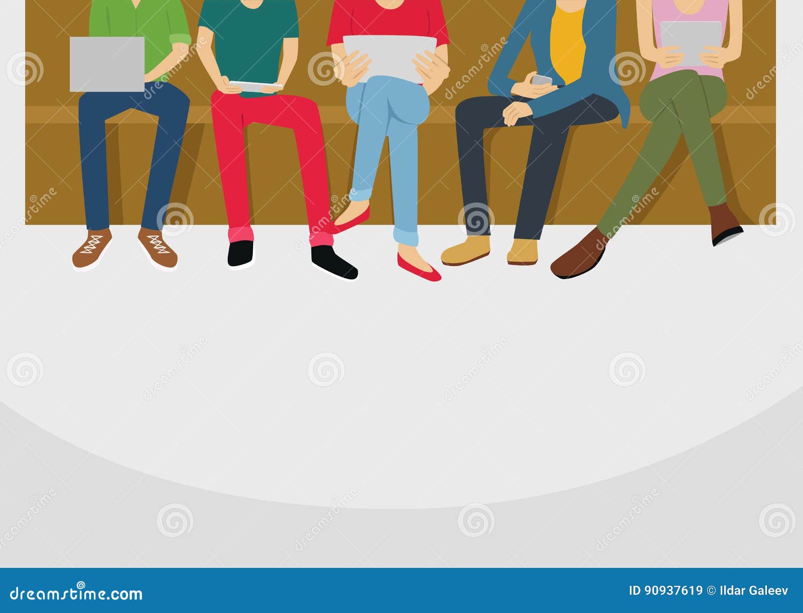 Group of Diverse People Using Digital Devices. Friends Technology ...